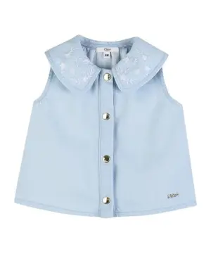 Chloé Embroidered-collar Top - Blue