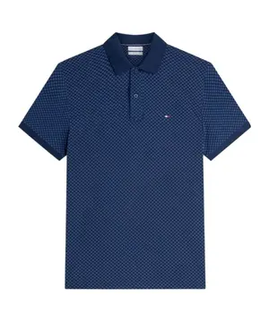 Tommy Hilfiger Geometric-print Short-sleeve Polo Shirt - Carbon Navy