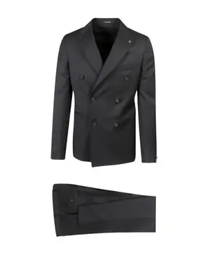 Tagliatore Fitted Double-breasted Suit - Black