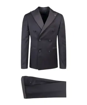 Tagliatore Fitted Double-breasted Suit - Black