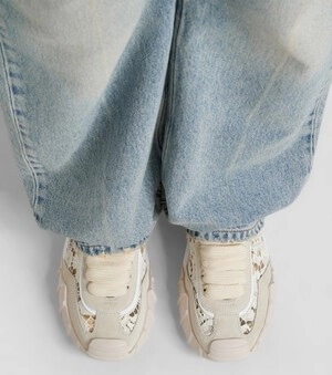 Dolce & Gabbana Runner Suede-trimmed Lace Sneakers