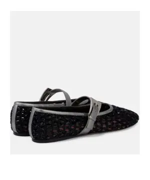 Paris Texas Sveva Buckle-detail Raffia Ballet Flats