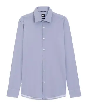 Hugo Boss Geometric-print Slim-fit Shirt - Light Blue Pattern