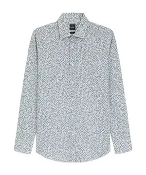 Hugo Boss Micro-pattern Curved-hem Shirt