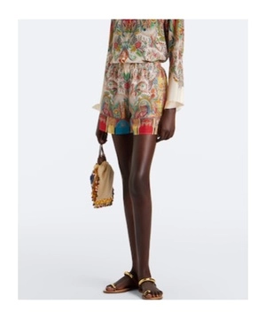 Etro Paisley Silk Satin Shorts