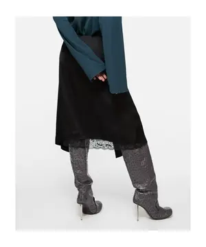 Acne Studios Ruffled Lace-trim Midi Skirt - Black