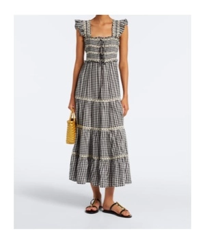 Rixo Chandra Checked Cotton Midi Dress