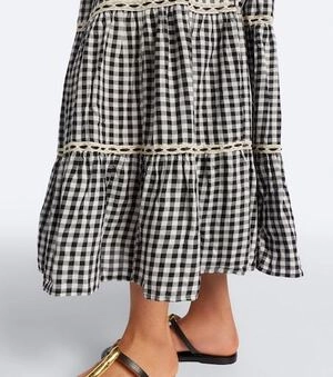 Rixo Chandra Checked Cotton Midi Dress