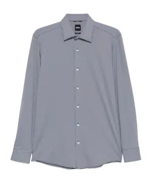 Hugo Boss Geometric-print Long-sleeve Shirt - Grey
