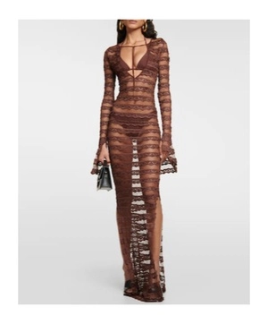 AYA MUSE Semi-sheer Lace Maxi Dress
