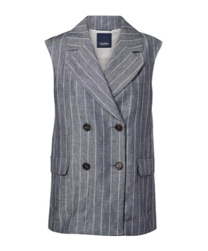 Max Mara Ballo Pinstripe Double-breasted Linen Vest