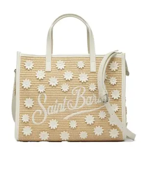 MC2 SAINT BARTH Daisy Appliqué Embroidered Shoulder Bag - Beige