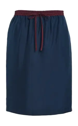 Françoise Fanny Silk Midi Skirt - Navy