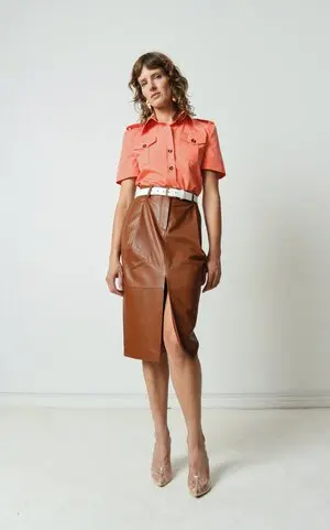 Françoise Aka Leather Midi Skirt