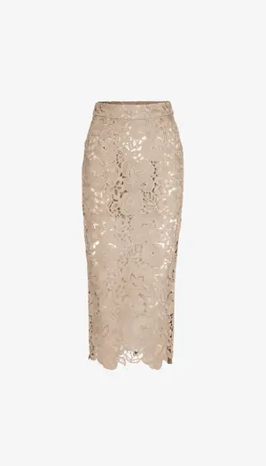 Smythe Lace Pencil Midi Skirt - Latte