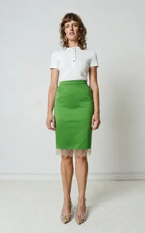 Françoise Layla Silk Knee-length Skirt - Green