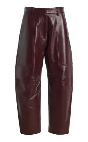 Françoise Gaia Leather Barrel-leg Pants - Burgundy