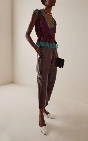 Françoise Gaia Leather Barrel-leg Pants