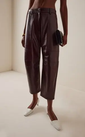 Françoise Gaia Leather Barrel-leg Pants