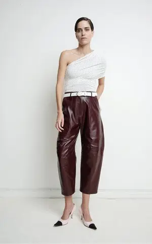 Françoise Gaia Leather Barrel-leg Pants