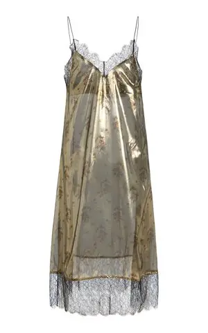 Françoise Layla Silk-lurex Midi Slip Dress - Gold