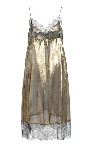 Françoise Layla Silk-lurex Floral Print Midi Slip Dress