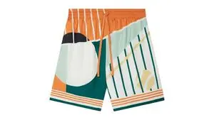 Casablanca Drawstring Silk Court Abstrait Shorts
