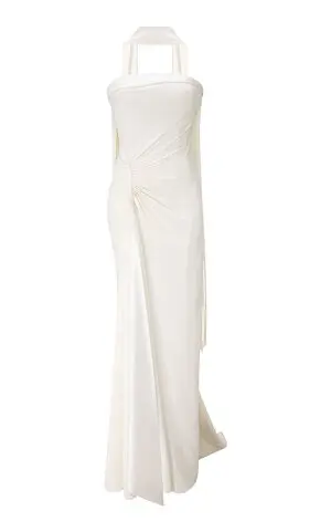 MARMAR HALIM Strapless Crepe Maxi Dress With Scarf - Ivory