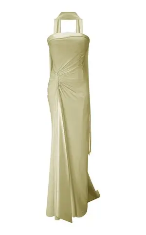 MARMAR HALIM Strapless Crepe Maxi Dress With Scarf - Yellow