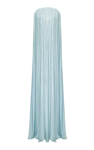 MARMAR HALIM Strapless Hand-pleated Maxi Dress - Blue