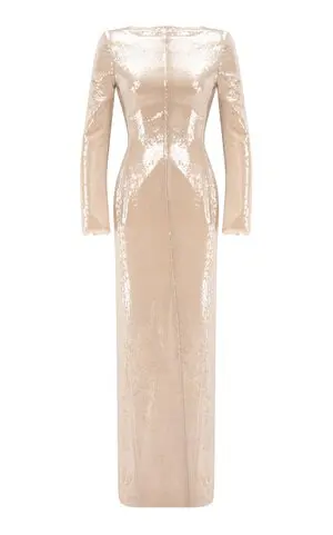 MARMAR HALIM High-neck Sequin Maxi Dress - Nude