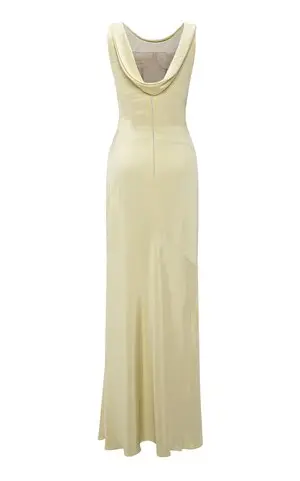 MARMAR HALIM Draped Silk Crepe Maxi Dress - Yellow