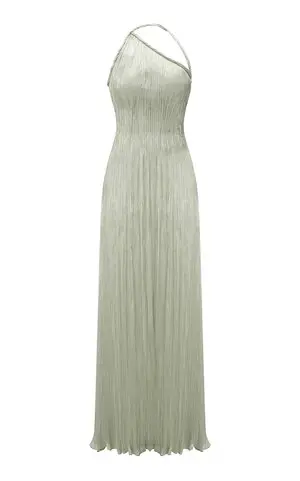MARMAR HALIM Pleated One-shoulder Maxi Dress - Green