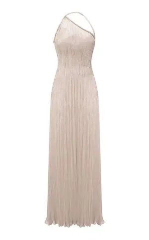MARMAR HALIM Pleated One-shoulder Maxi Dress - Nude