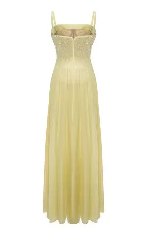 MARMAR HALIM Embroidered Silk Chiffon A-line Maxi Dress