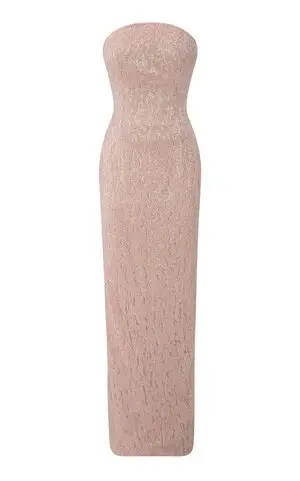 MARMAR HALIM Embroidered Strapless Maxi Dress Pink