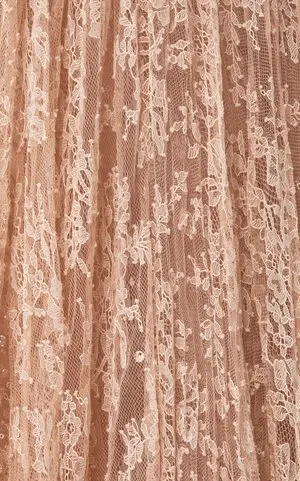 MARMAR HALIM Pleated Lace Mermaid Maxi Dress