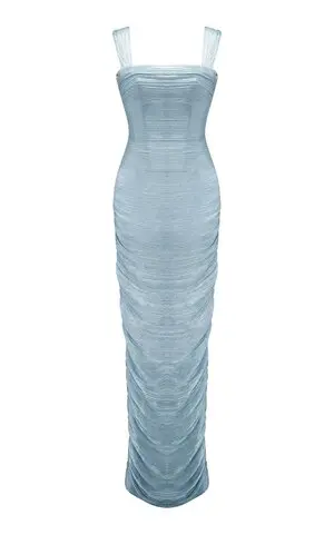 MARMAR HALIM Hand-pleated Maxi Dress - Light Blue