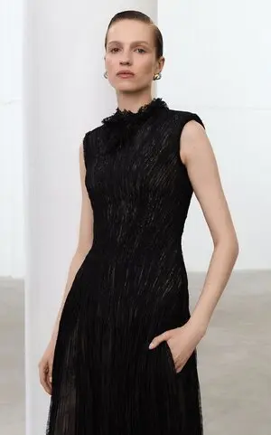 MARMAR HALIM High-neck Embroidered Lace Maxi Dress