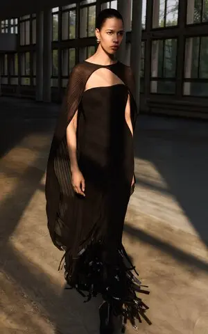 MARMAR HALIM Pleated Chiffon Cape