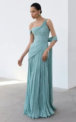 MARMAR HALIM Asymmetric Chiffon Maxi Dress