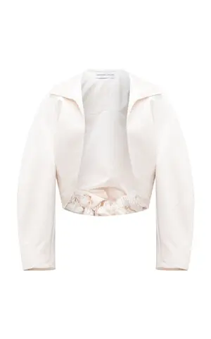 MARMAR HALIM Satin Cropped Jacket - White