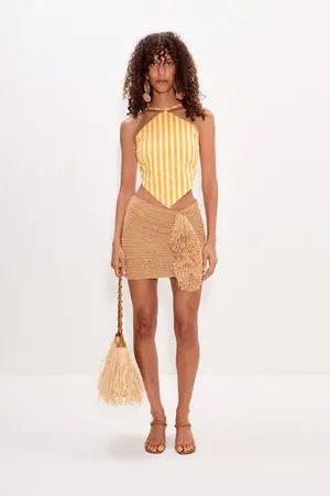 SIMONMILLER Pom Pom Crochet Mini Skirt