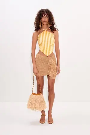 SIMONMILLER Pom Pom Crochet Mini Skirt