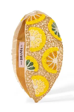 HAIR DRAMA CO. Embellished Citrus Slice Headband - Yellow