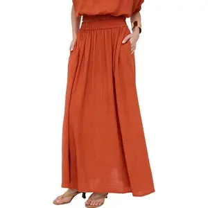 RAFFYA Sesame Elasticated Waist Maxi Skirt