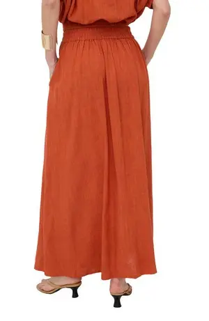 RAFFYA Sesame Elasticated Waist Maxi Skirt