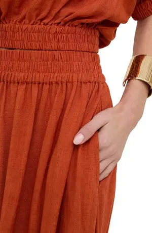 RAFFYA Sesame Elasticated Waist Maxi Skirt