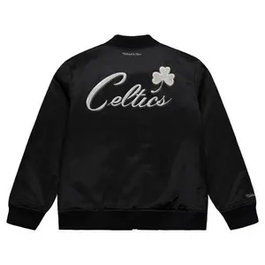 Mitchell & Ness Boston Celtics Chrome Satin Bomber Full-zip Jacket