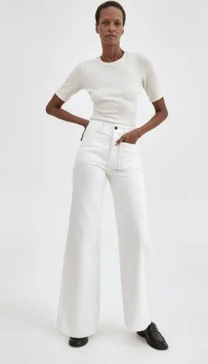 Smythe High Rise Wide Leg Jean - White